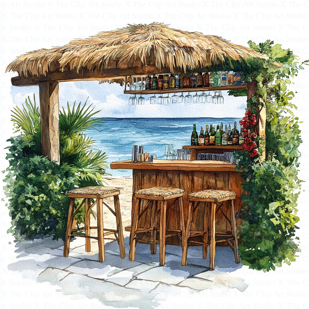 Tropical Bar Clipart | 10 High Quality Jpgs | Digital Download ...