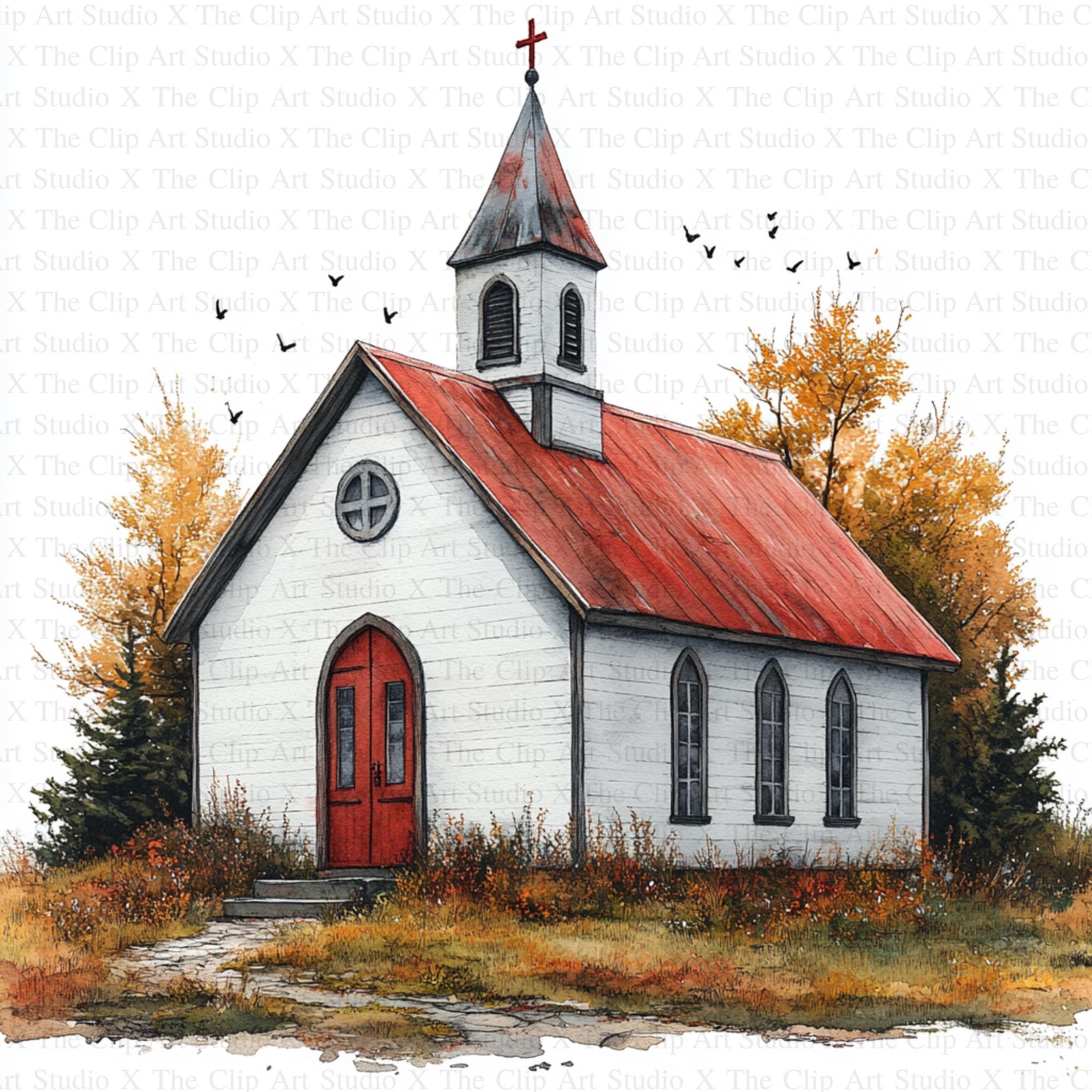 Tiny Church Clipart 10 High Quality Jpgs Digital Download Card Making ...
