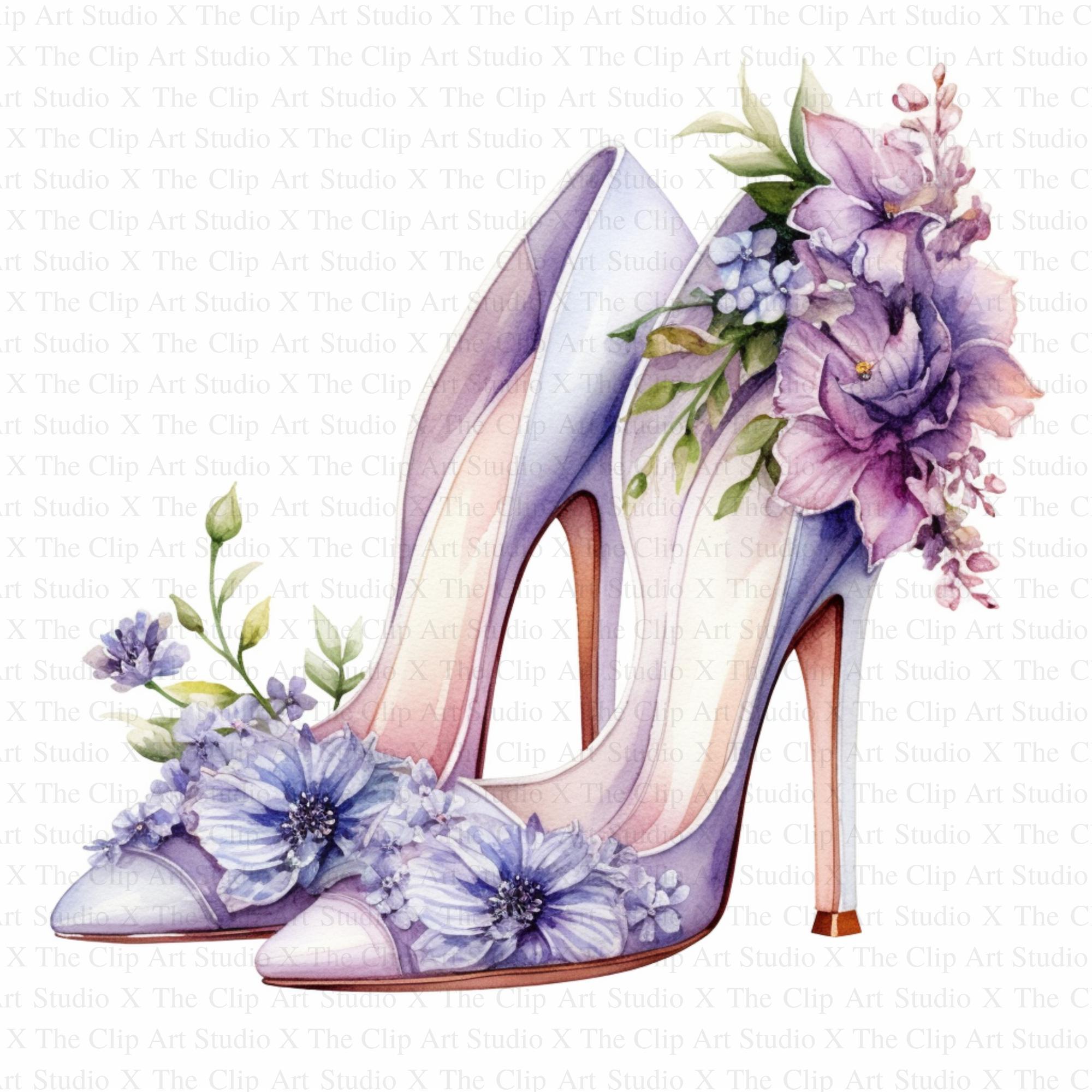 Floral Prom Shoes Clipart 10 High Quality Jpgs Digital Download High ...