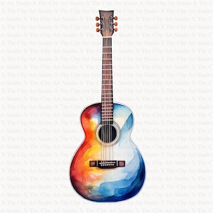 Watercolor Guitars Clipart | 10 High Quality Jpgs | Digital Download ...