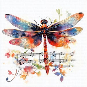 Dragonfly Music Notes Clipart | 10 High Quality JPG | Digital Download ...