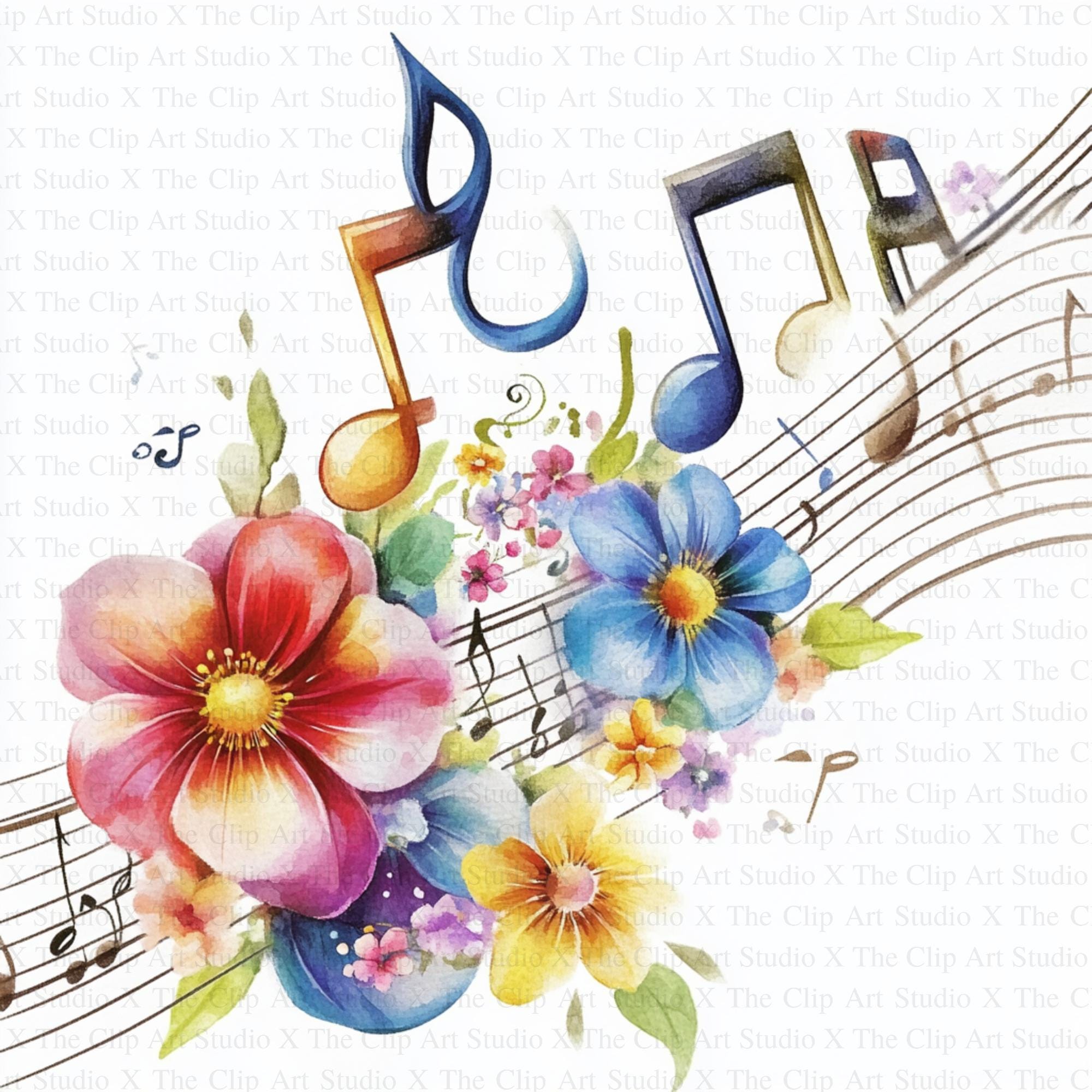Watercolor Music Notes Clipart 10 High Quality Jpgs Digital Download ...