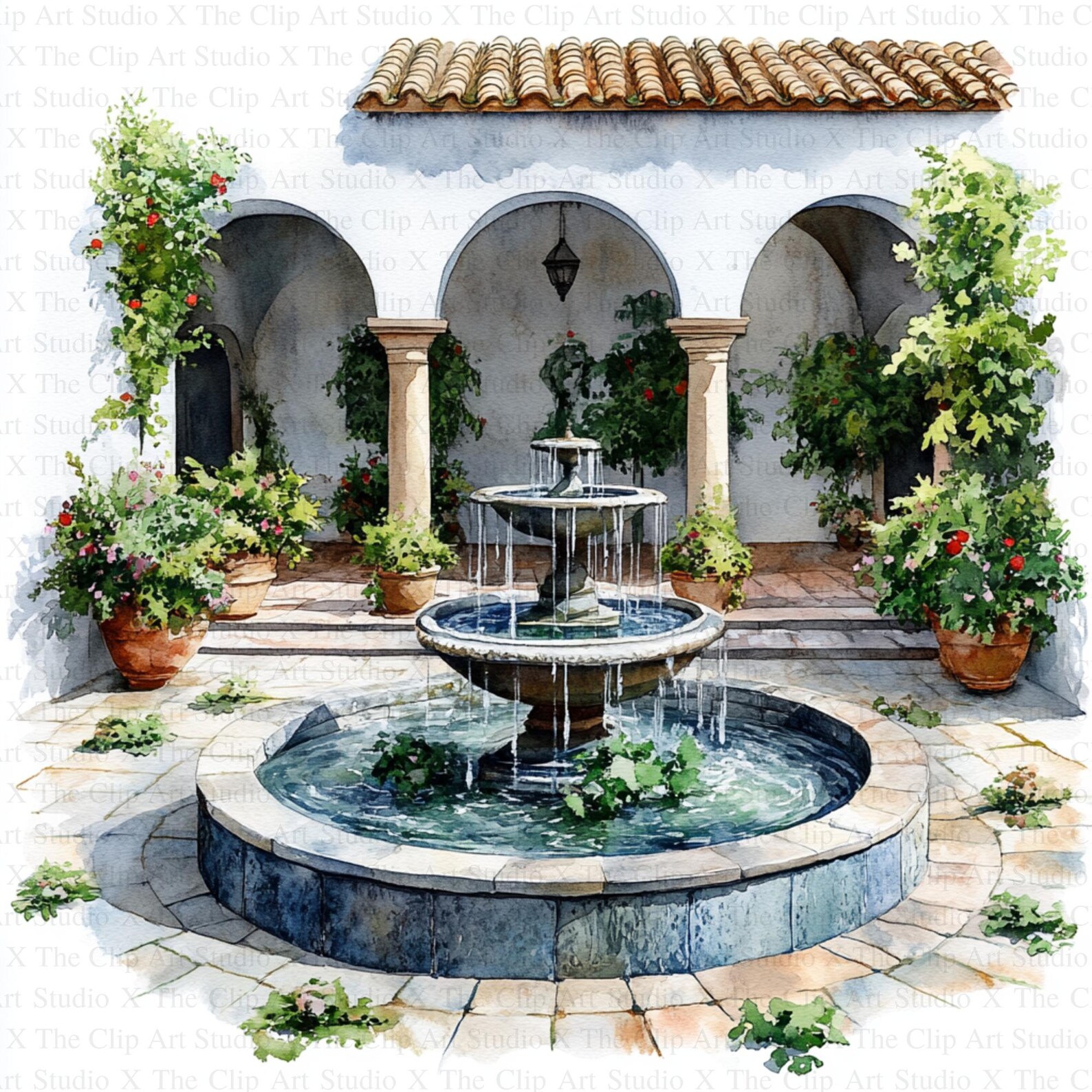 Cloister Fountains Clipart | 10 High Quality Jpgs | Digital Download ...