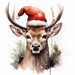Deer With Santa Hat Clipart | 10 High Quality JPG | Digital Download ...