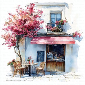 Cafe in Spring Clipart | 10 High Quality Jpgs | Digital Download ...