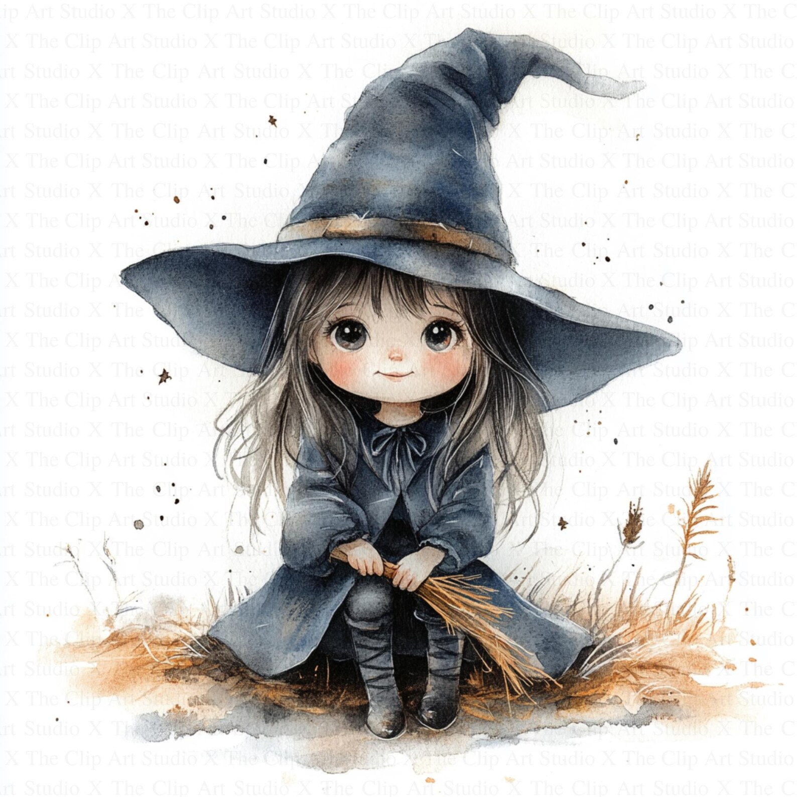 Little Witch Cartoon Clipart 10 High Quality Jpgs Digital Download ...