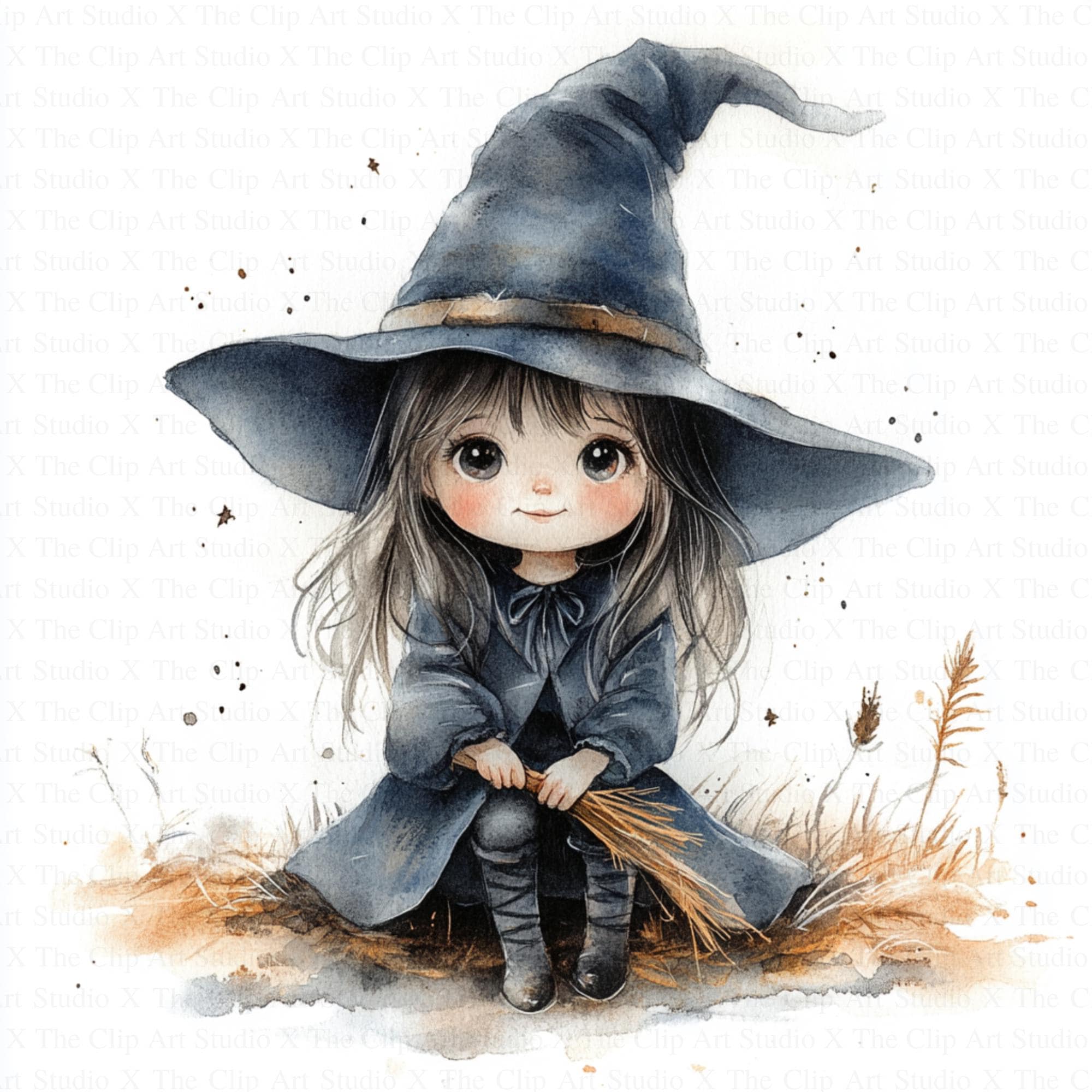 Little Witch Cartoon Clipart 10 High Quality Jpgs Digital Download ...