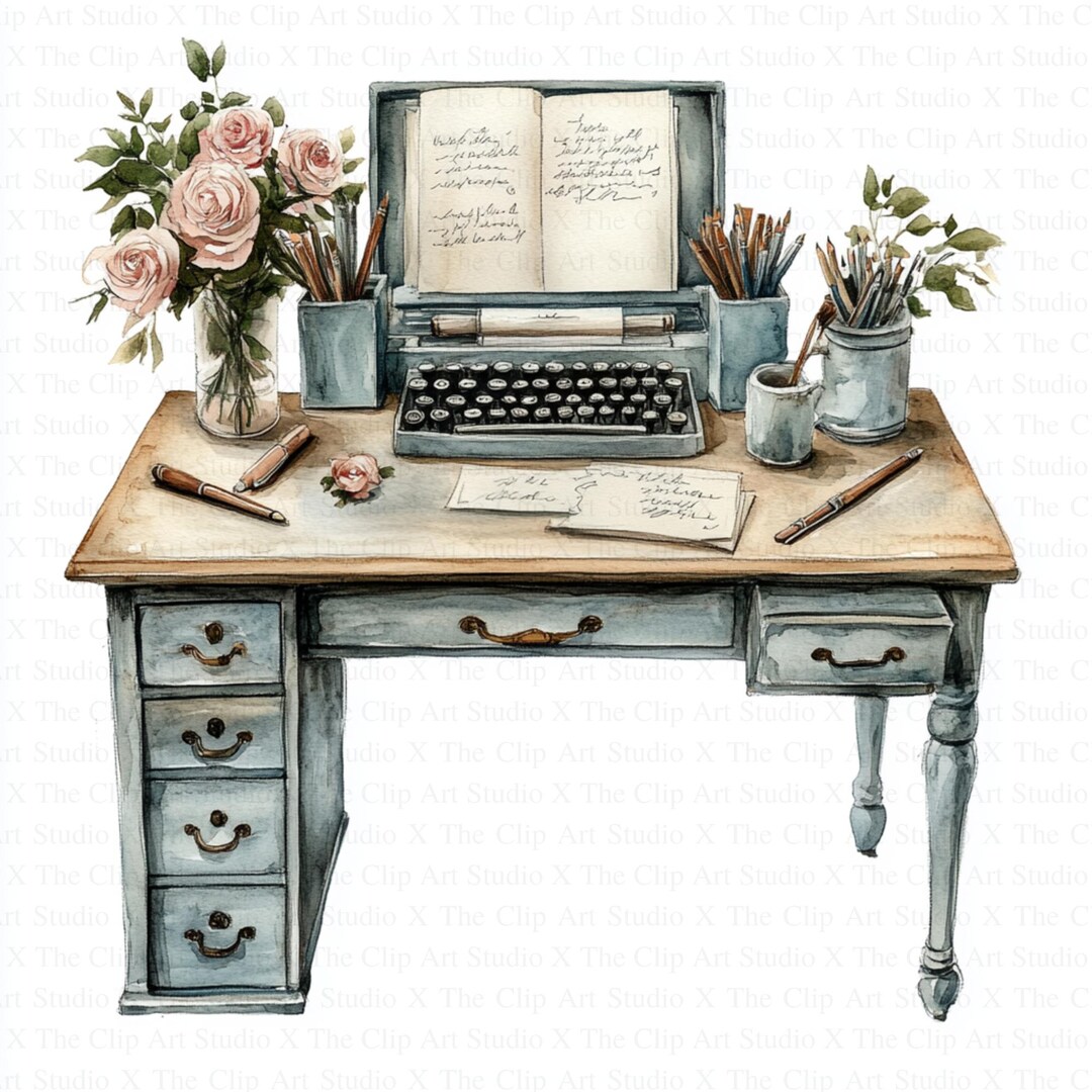 Writer's Desk Table Clipart | 10 High Quality Jpgs | Digital Download ...