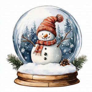 Snowman Christmas Snow Globe Clipart | 10 High Quality Jpgs | Digital ...