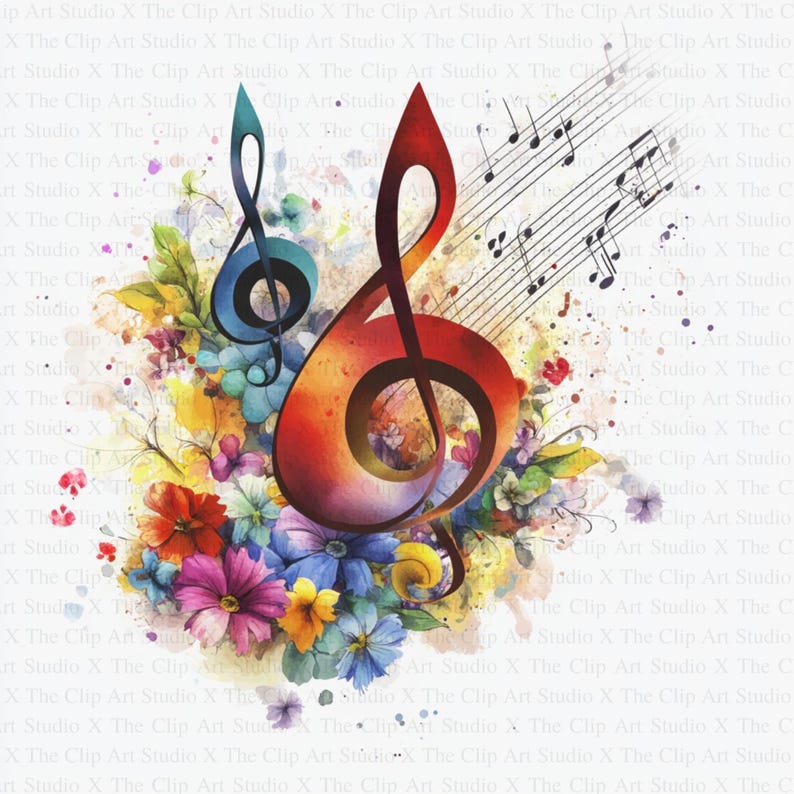 Watercolor Music Notes Clipart | 10 High Quality Jpgs | Digital ...