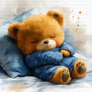 Sleeping Teddy Bears Clipart | 10 High Quality Jpgs | Digital Download ...