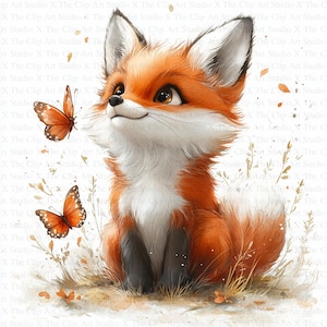 Fox and Butterfly Clipart | 10 High Quality Jpgs | Digital Download ...