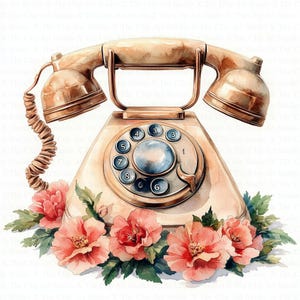 Vintage Floral Phone Clipart | 10 High Quality Jpgs | Digital Download ...