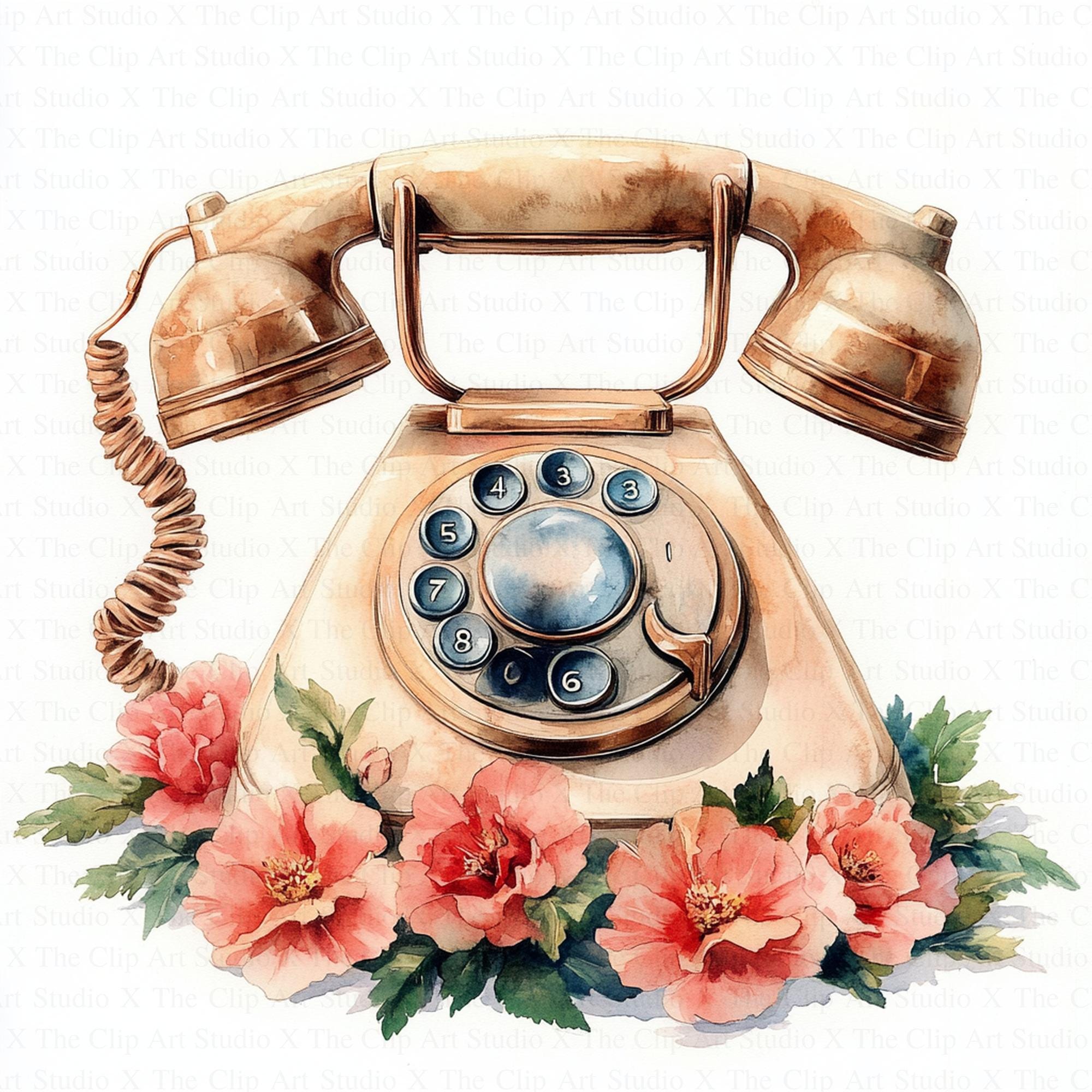Vintage Floral Phone Clipart 10 High Quality Jpgs Digital Download ...