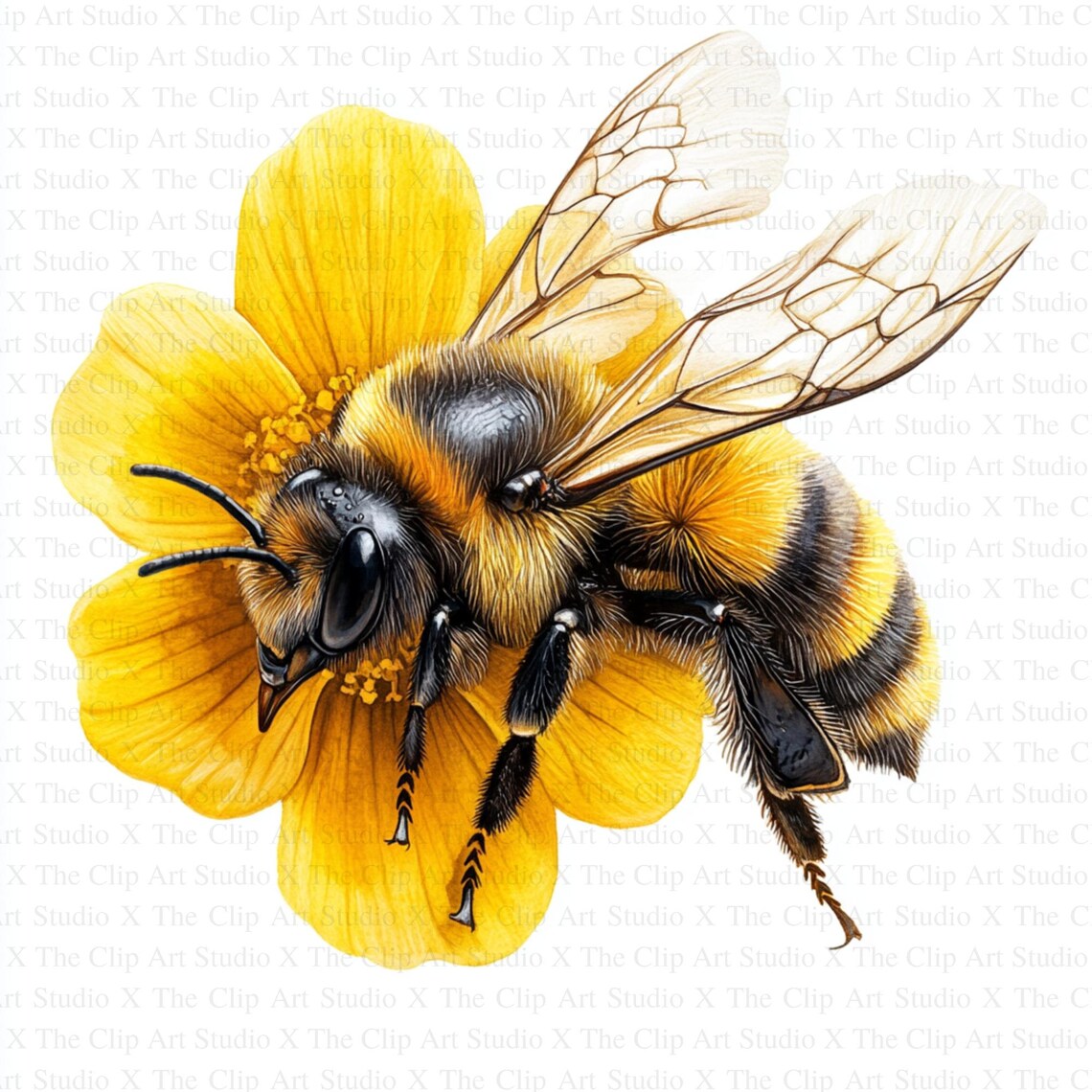 Bees in Flowers Clipart | 10 High Quality Jpgs | Instant Digital ...