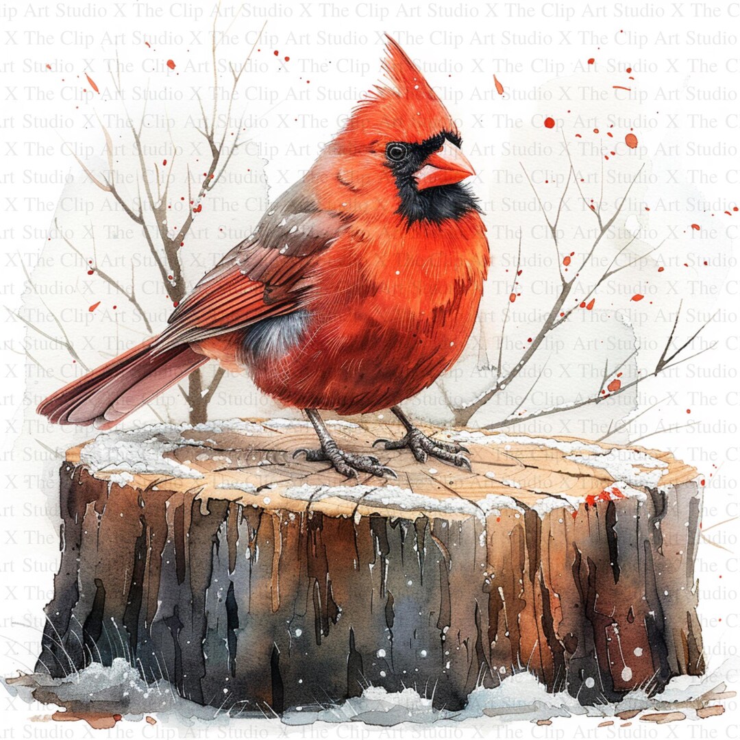 Winter Red Cardinals Clipart | 10 High Quality Jpgs | Digital Download ...
