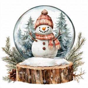 Snowman Christmas Snow Globe Clipart | 10 High Quality Jpgs | Digital ...
