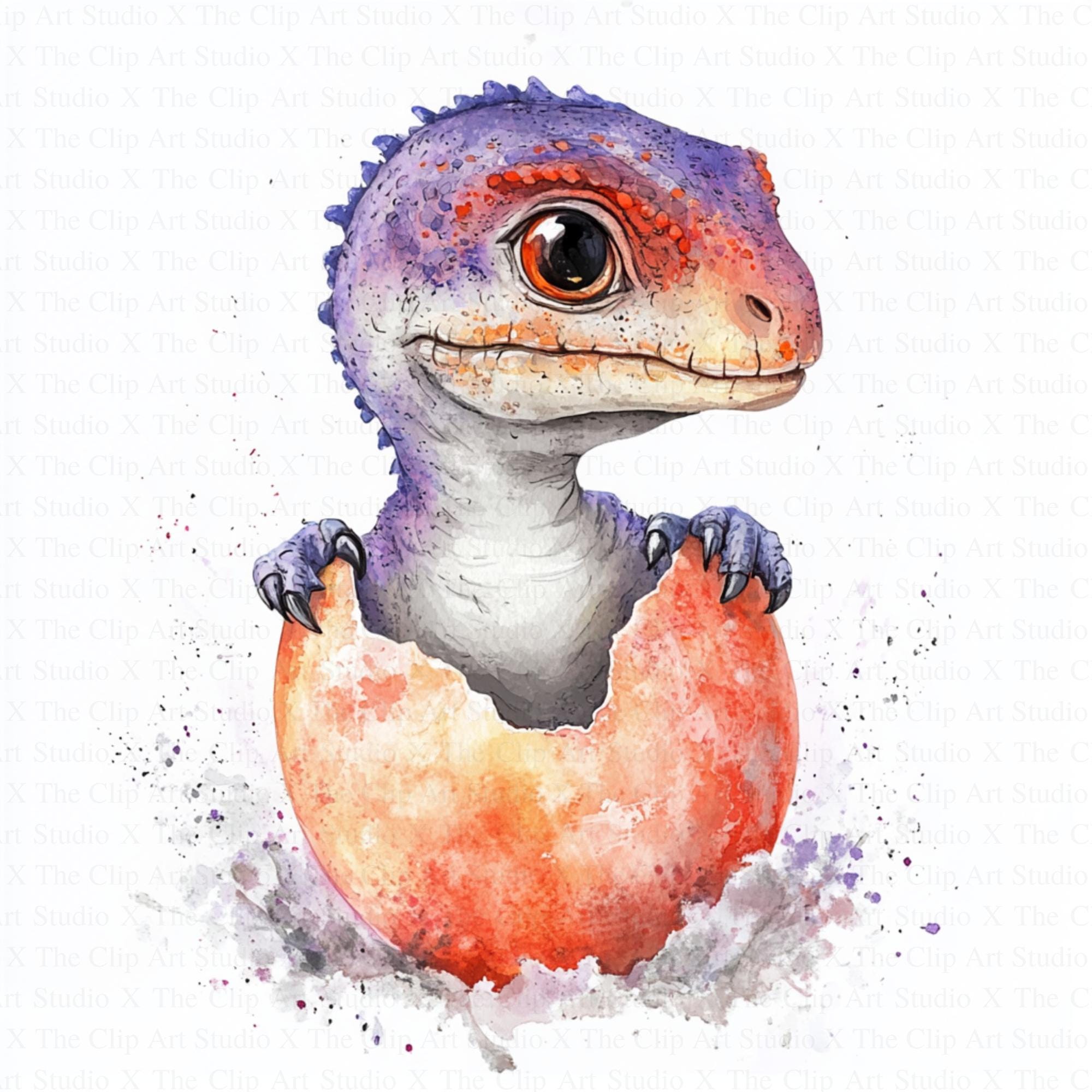 Dinosaur Hatching Clipart | 10 High Quality Jpgs | Digital Download | Junk Journals | Art ...