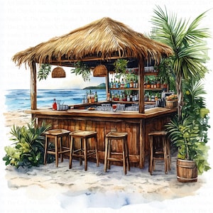 Tropical Bar Clipart | 10 High Quality Jpgs | Digital Download | Beach ...