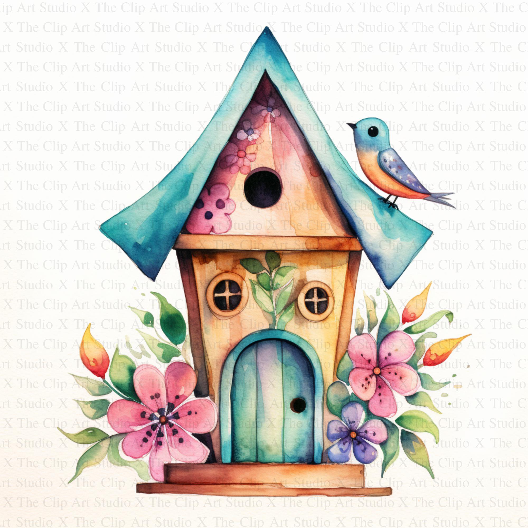 Birdhouse Clipart | 10 High Quality Jpgs | Digital Download | Card ...