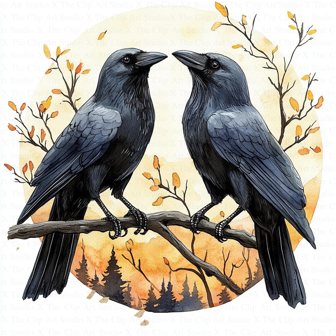Two Crows Clipart | 10 High Quality Jpgs | Digital Download ...