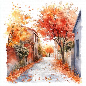 Autumn Street Clipart | 10 High Quality Jpgs | Digital Download | Paper ...