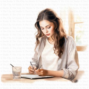 Woman Writing Clipart | 10 High Quality Jpgs | Digital Download | Paper ...
