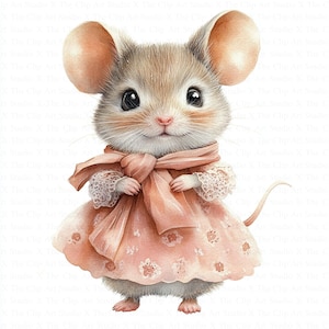 Cute Mouse in Pink Dress Clipart | 10 High Quality JPG | Digital ...