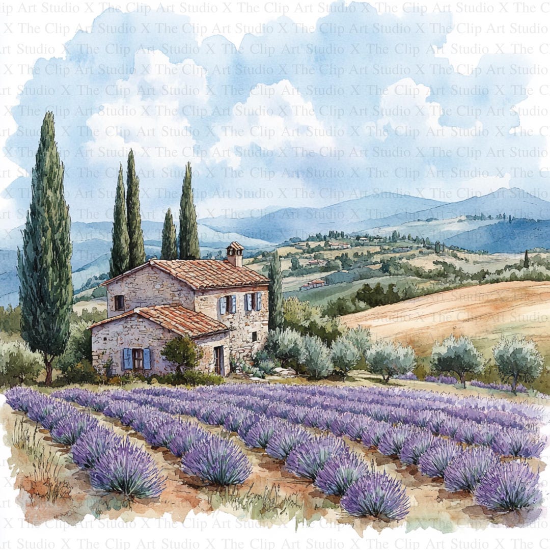 Provence Landscape Clipart | 10 High Quality Jpgs | Digital Download ...