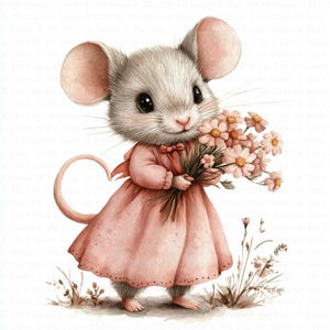 Cute Mouse in Pink Dress Clipart | 10 High Quality JPG | Digital ...