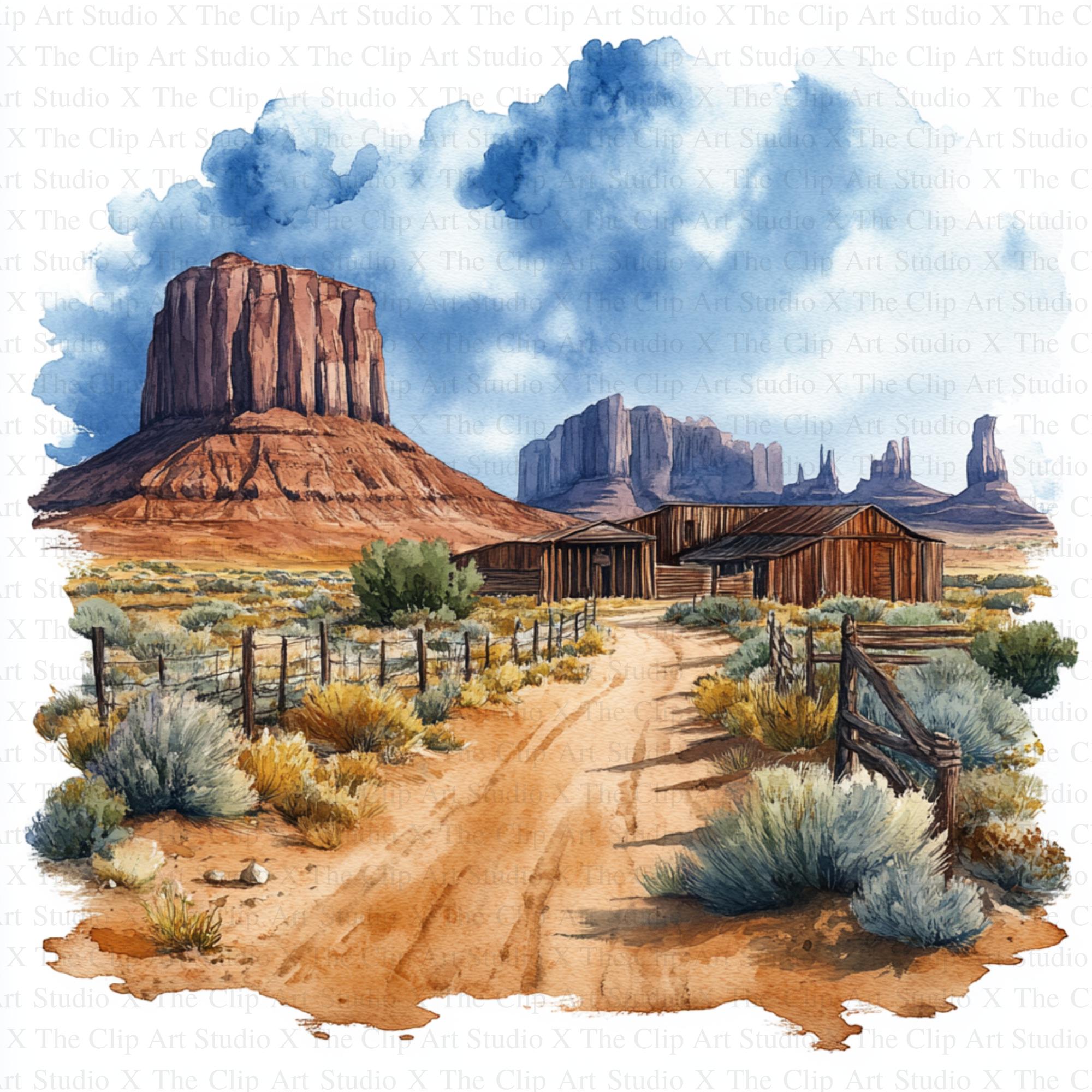 Old West Landscape Clipart 10 High Quality Jpgs Digital Download ...