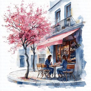 Cafe in Spring Clipart | 10 High Quality Jpgs | Digital Download ...