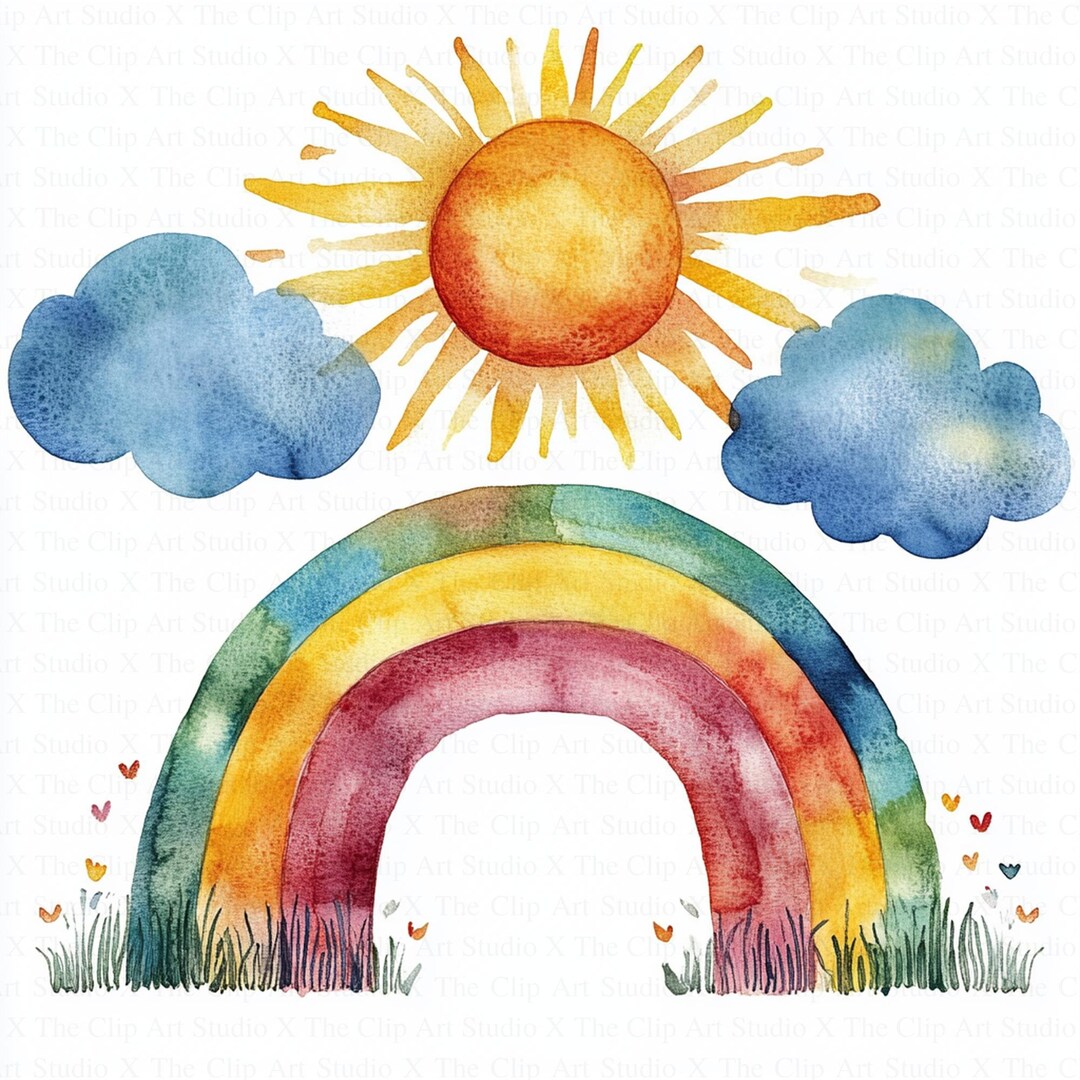 Sun and Rainbow Clipart | 10 High Quality Jpgs | Digital Download ...