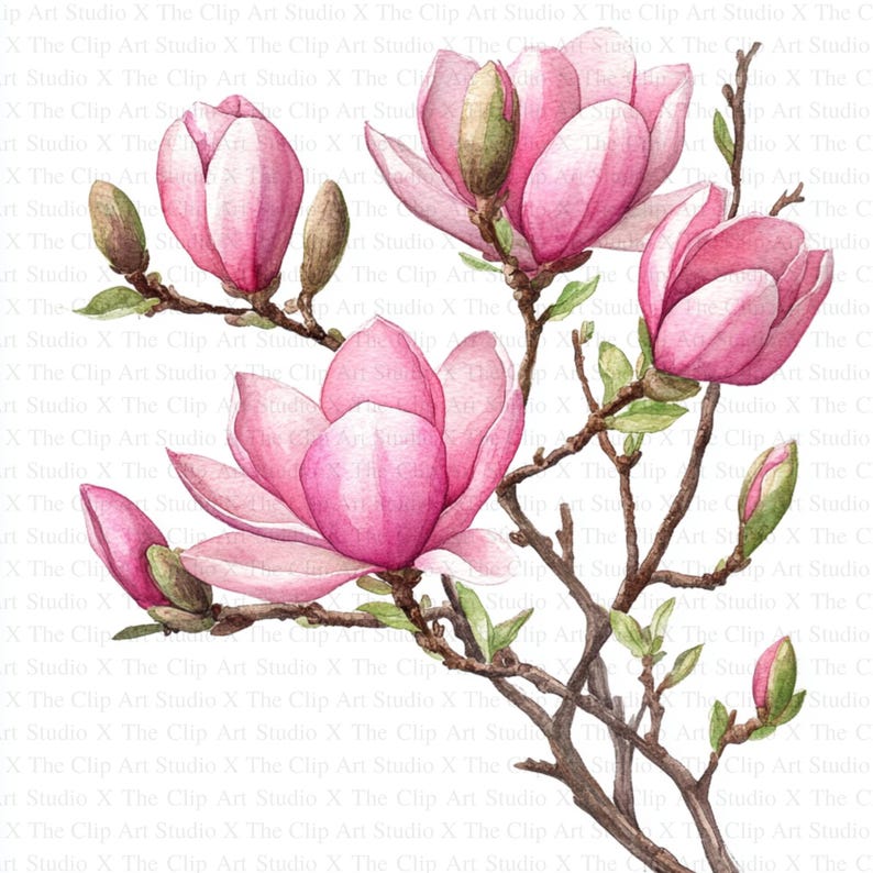 Magnolia Branches Clipart | 10 High Quality Jpgs | Instant Digital ...