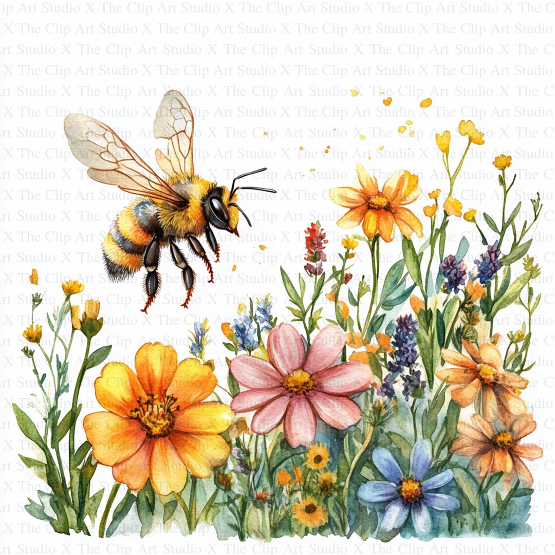 Buzzing Bees Clipart | 10 High Quality Jpgs | Digital Download | Card ...