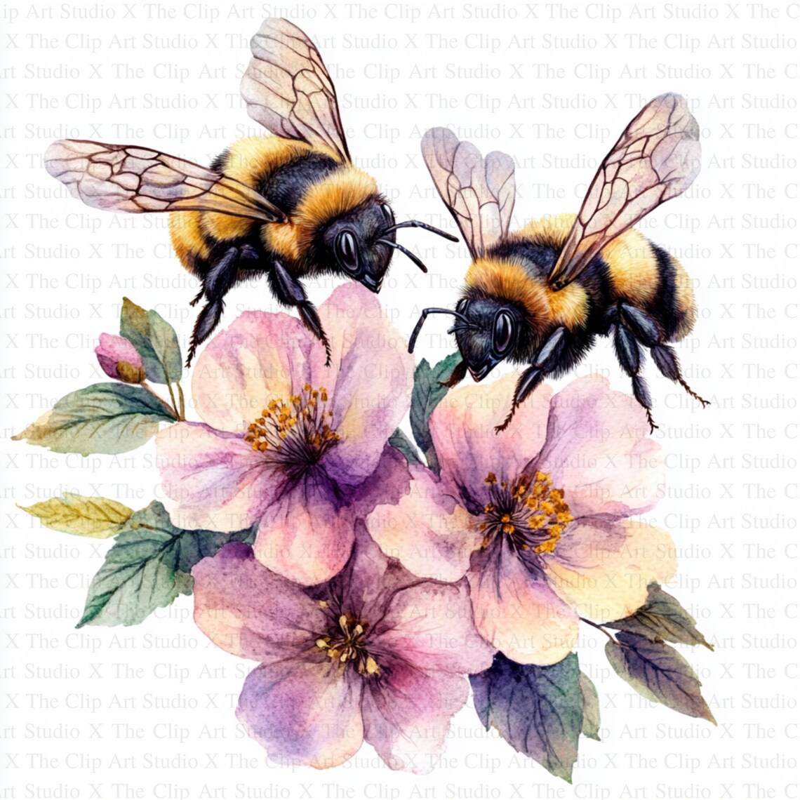 Bees in Flowers Clipart | 10 High Quality Jpgs | Instant Digital ...