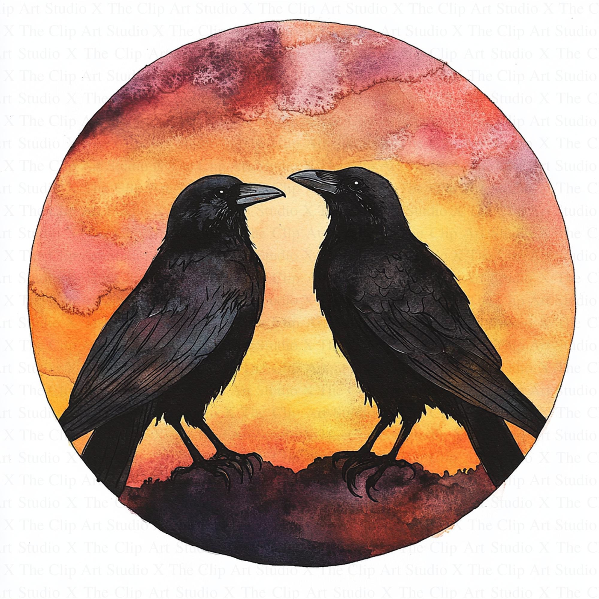 Two Crows Clipart | 10 High Quality Jpgs | Digital Download | Crow Logo ...