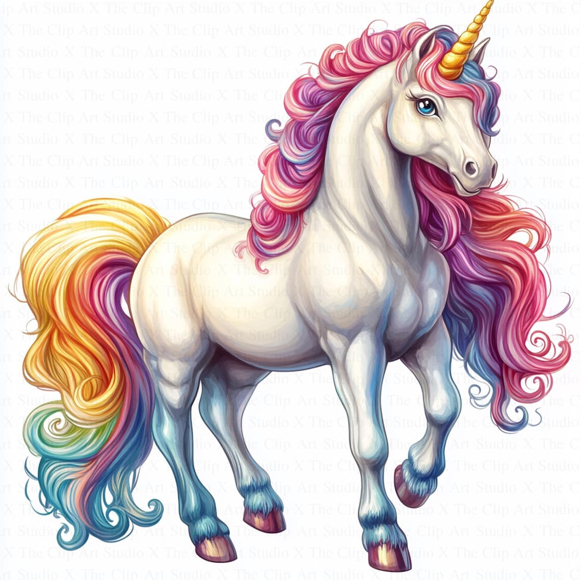 Cartoon Unicorn Clipart | 10 High Quality Jpgs | Digital Download ...