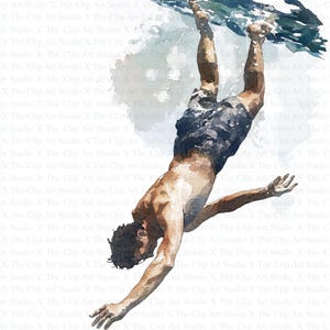 Man Diving Clipart | 10 High Quality Jpgs | Digital Download | Junk ...
