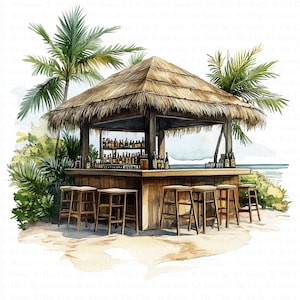 Tropical Bar Clipart | 10 High Quality Jpgs | Digital Download | Beach ...