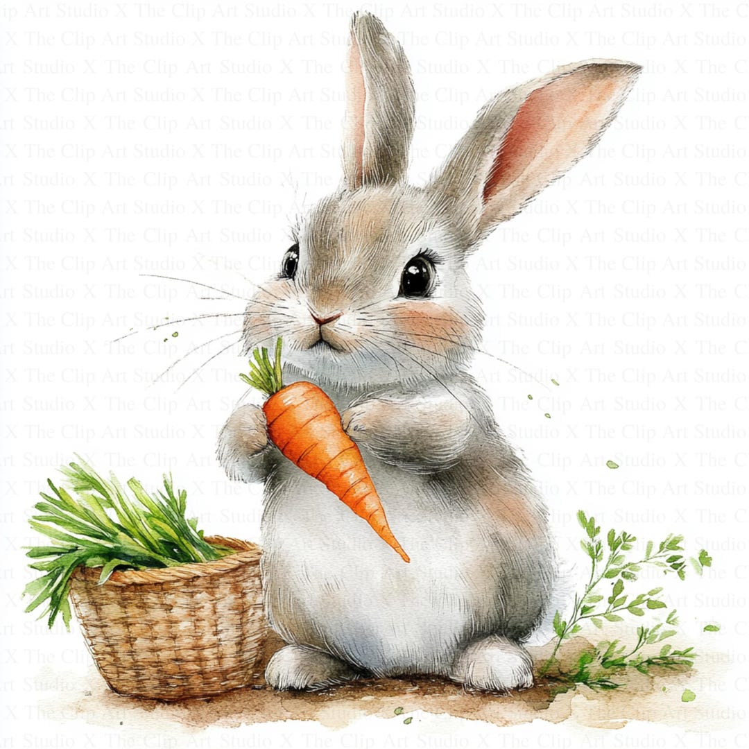 Bunny With Carrot Clipart | 10 High Quality Jpgs | Digital Download ...