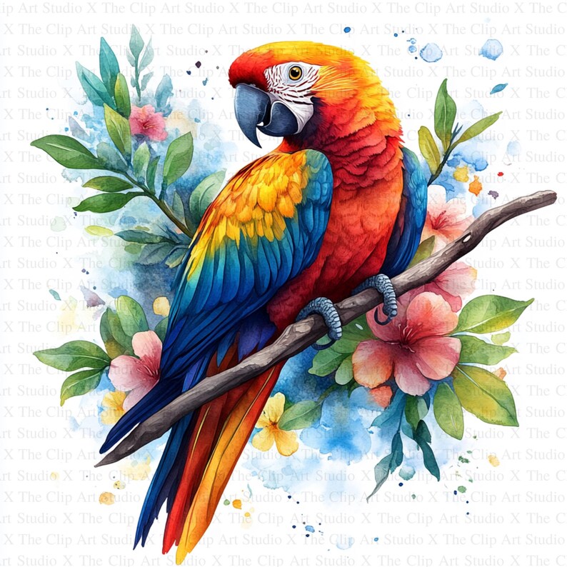 Colorful Parrot Clipart 10 High Quality Jpgs Digital Download Nursery ...