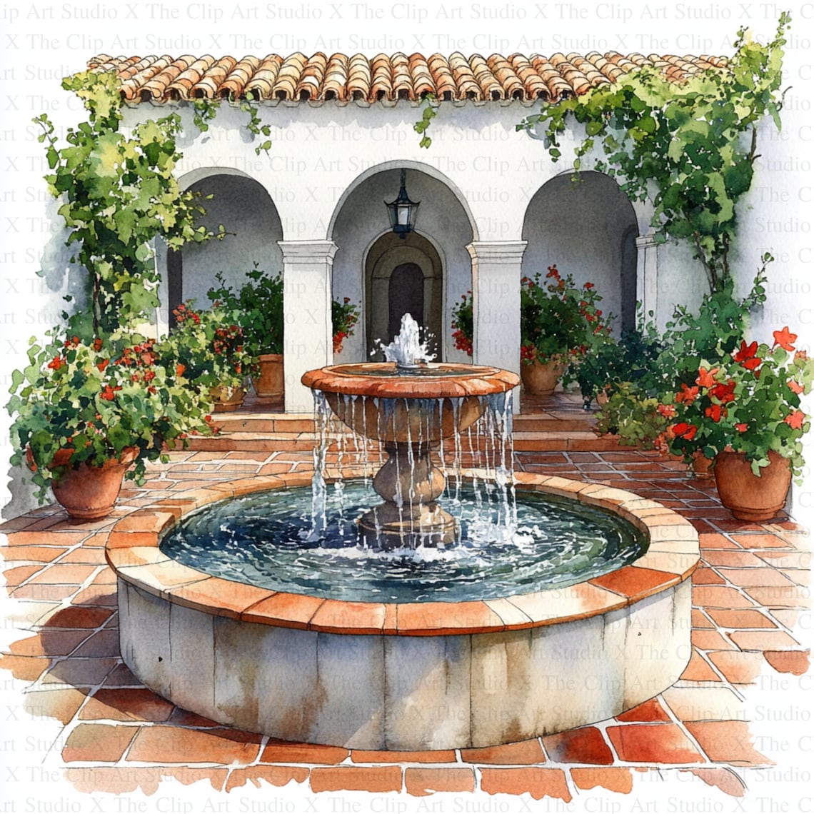 Cloister Fountains Clipart | 10 High Quality Jpgs | Digital Download ...