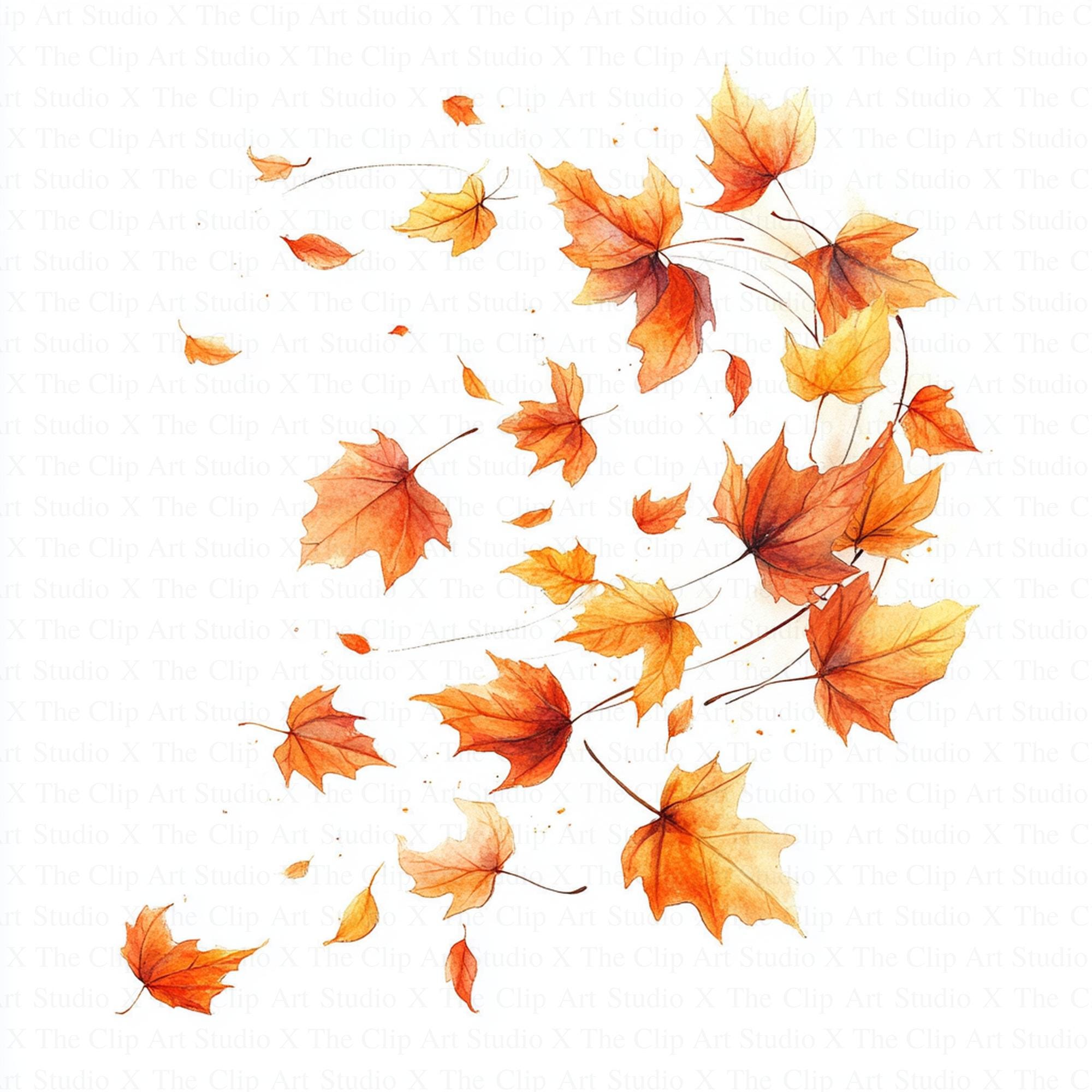 Falling Autumn Leaves Clipart | 10 High Quality JPG | Digital Download ...