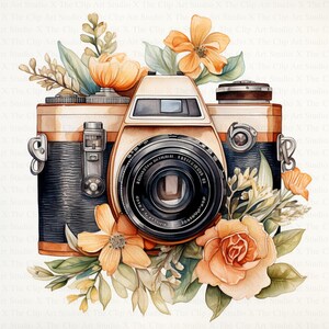 Vintage Floral Camera Clipart 10 High Quality Jpgs Digital Download ...