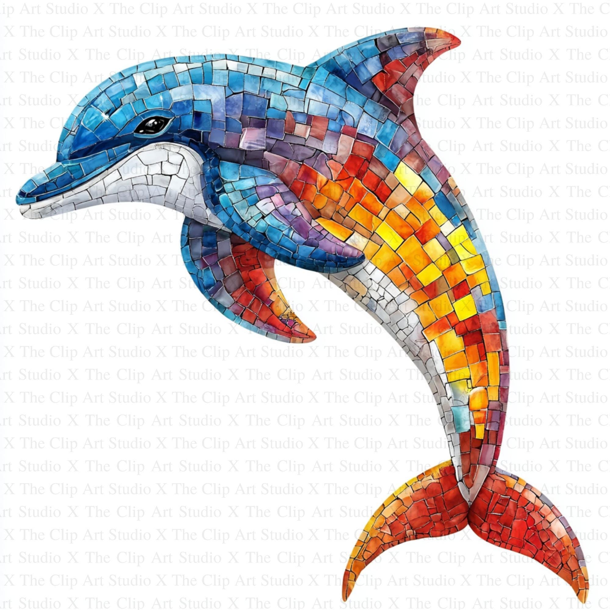 Watercolor Colorful Dolphins Clipart | 10 High Quality Jpgs | Digital ...