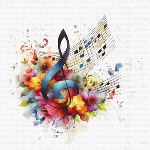 Watercolor Music Notes Clipart | 10 High Quality Jpgs | Digital ...