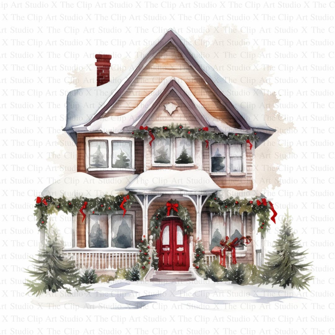 Christmas House Clipart | 10 High Quality Jpgs | Digital Download ...