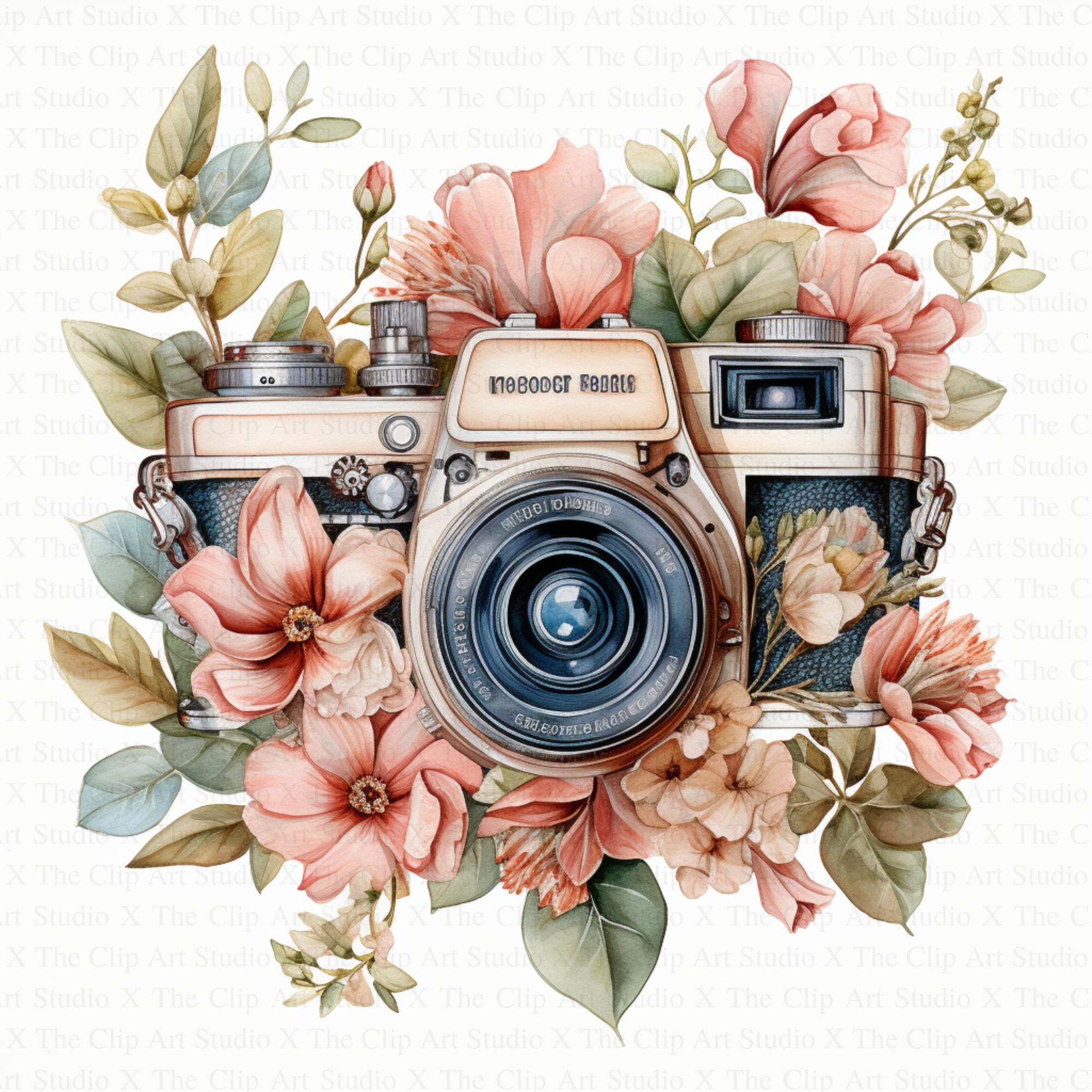 Vintage Floral Camera Clipart | 10 High Quality Jpgs | Digital Download ...