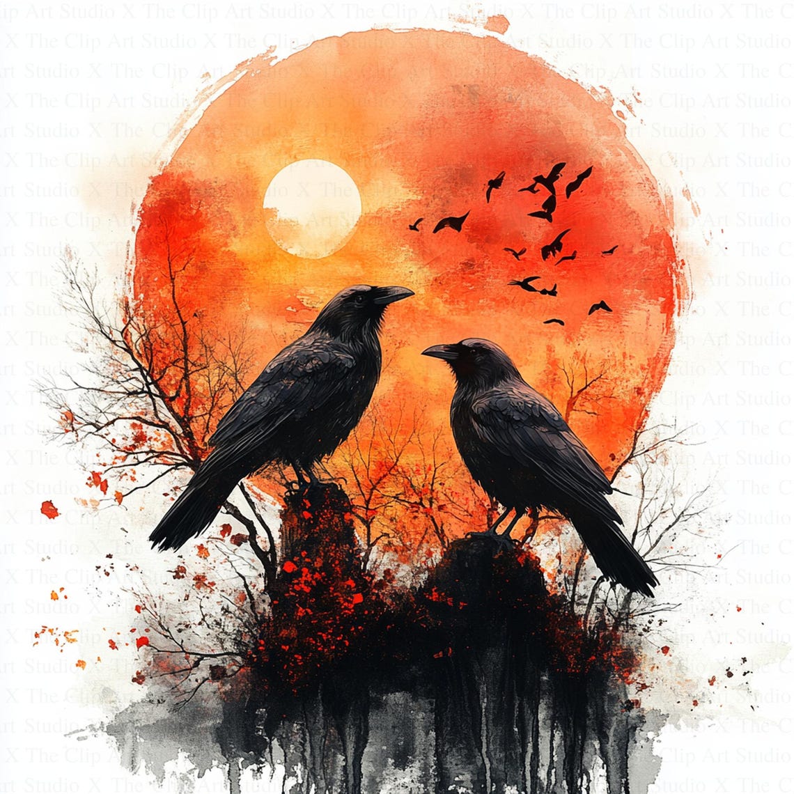Two Crows Clipart | 10 High Quality Jpgs | Digital Download ...